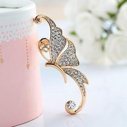 1pc Shiny Womens Butterfly Wings Shape Left Ear Clip Clamp Earrings on ...