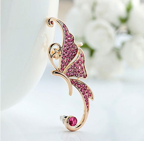 1pc Shiny Womens Butterfly Wings Shape Left Ear Clip Clamp Earrings on ...