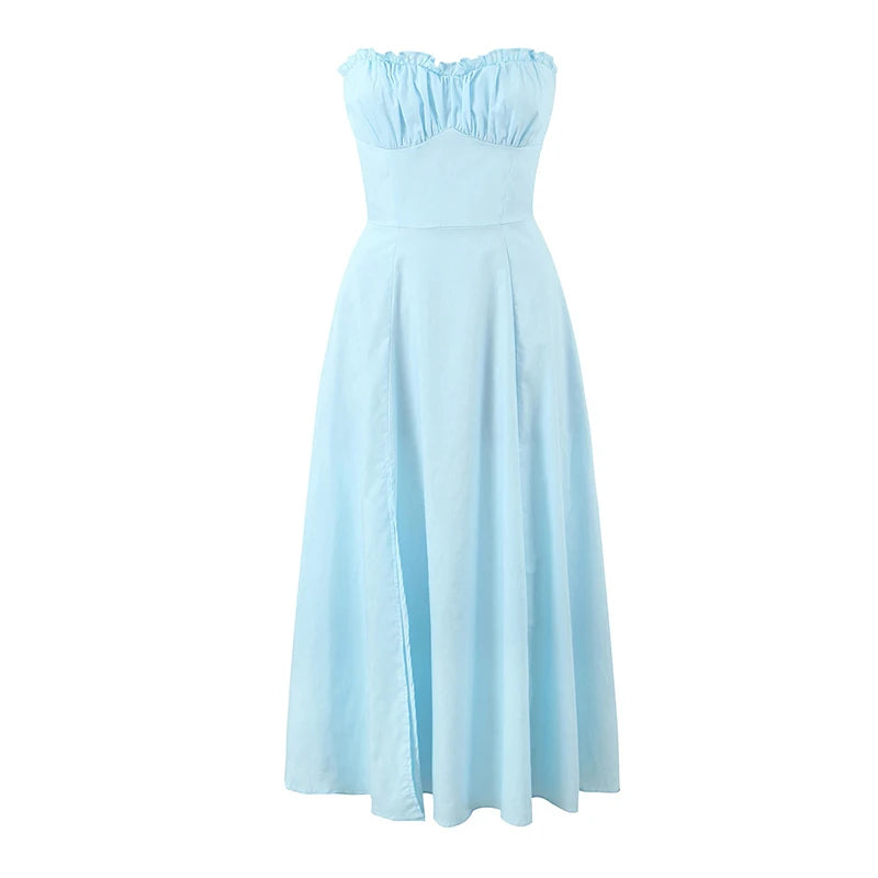 Strapless Light Blue Floor-length Evening Gown on Luulla