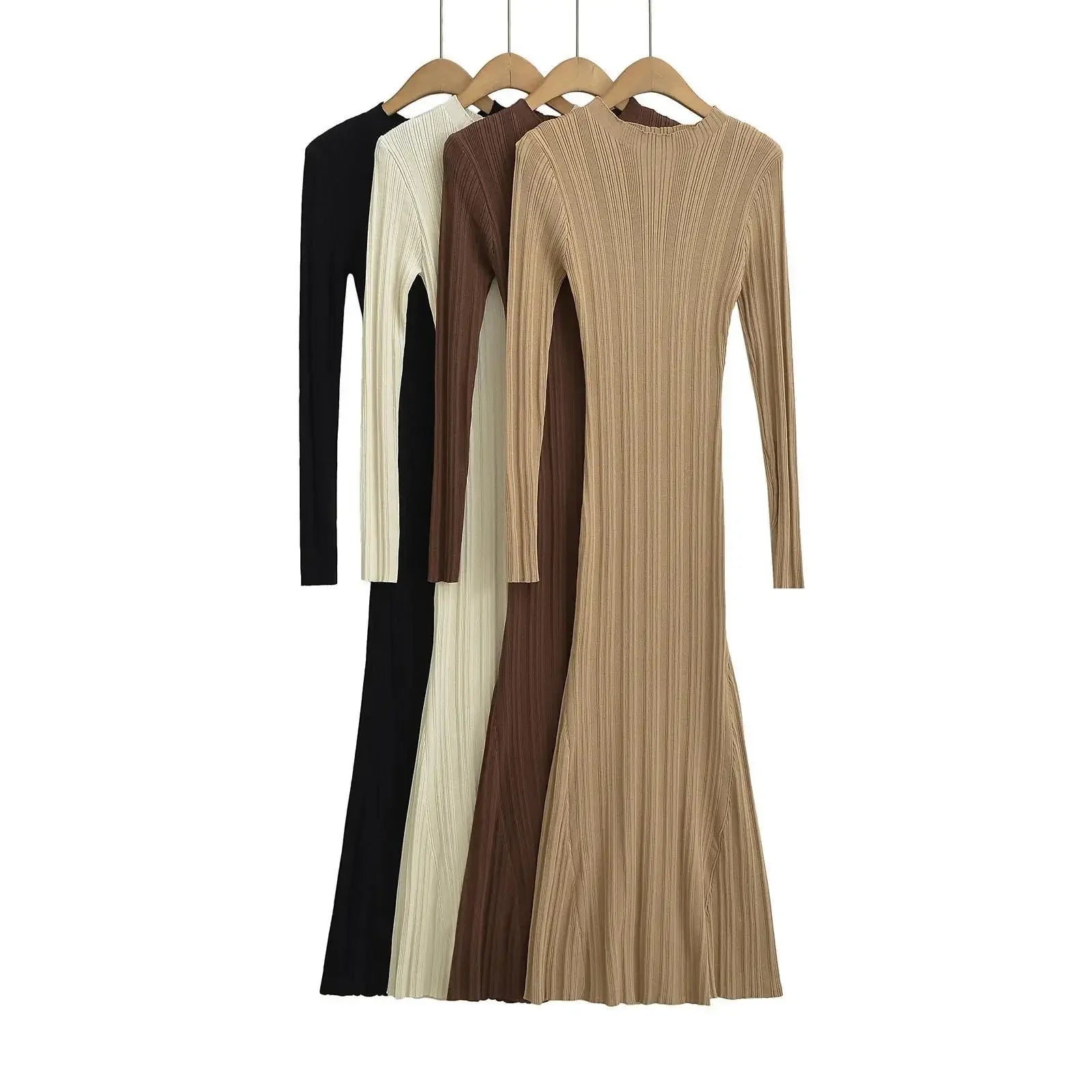 Cozy Ribbed Knit Long-sleeve Maxi Dress Collection on Luulla