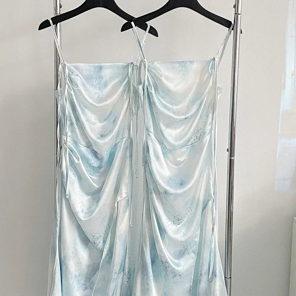 Silk Satin Gown With Adjustable Spaghetti Straps on Luulla