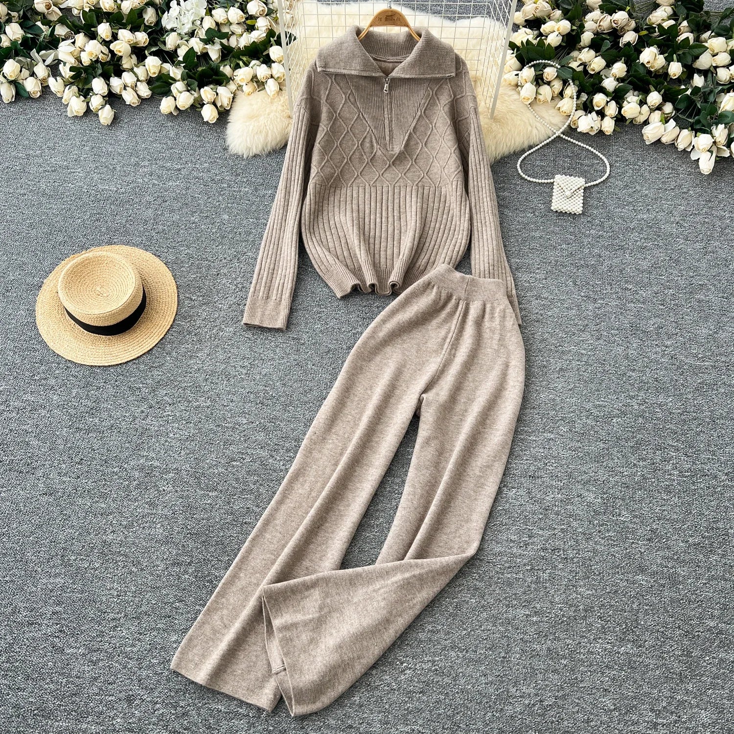 Cozy Knit Sweater And Pants Lounge Outfit on Luulla