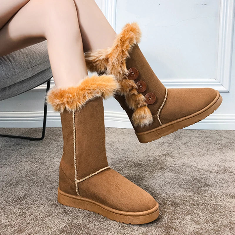 Faux Fur Lined Boots With Button on Luulla